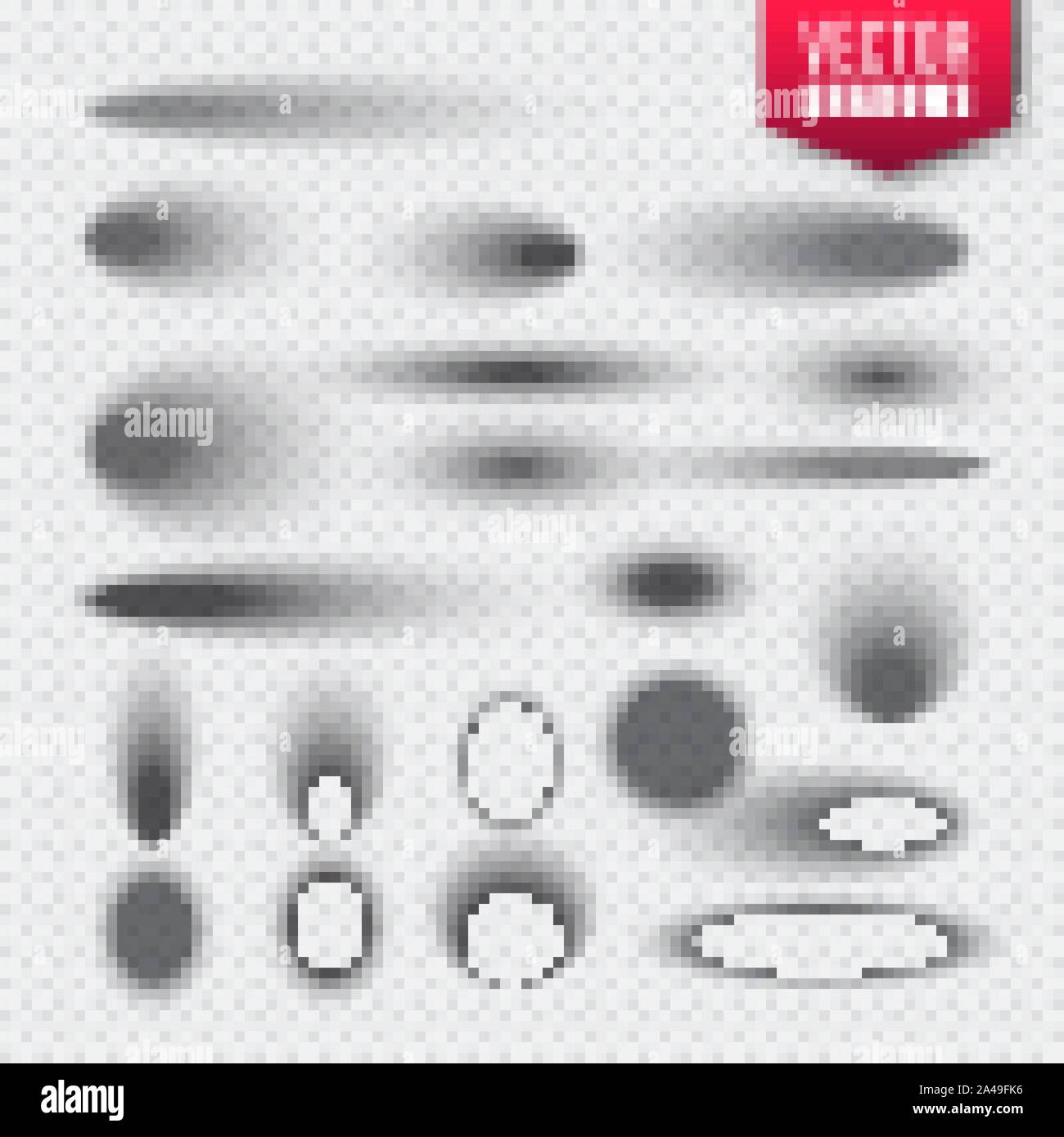 Vector shadows set on transparent background. Realistic isolated shadow ...