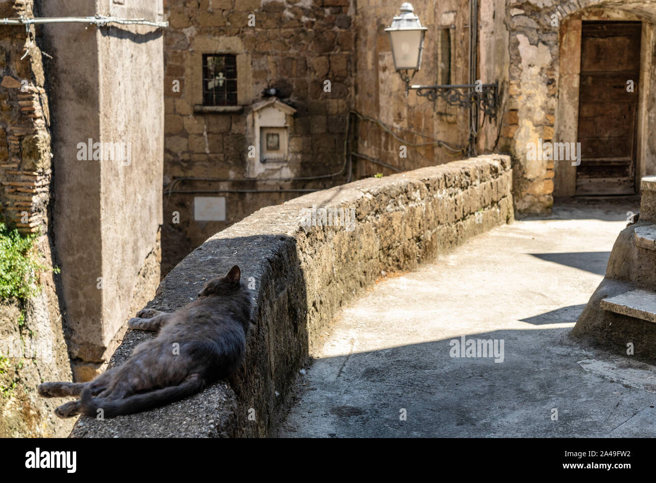 Calcata, Rome, Lazio, Italy: typical alleys of the medieval village. A ...