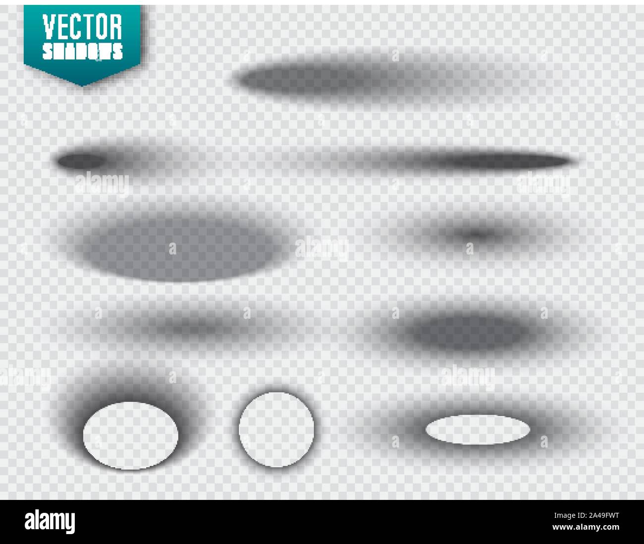 Vector shadows set on transparent background. Realistic isolated shadow ...