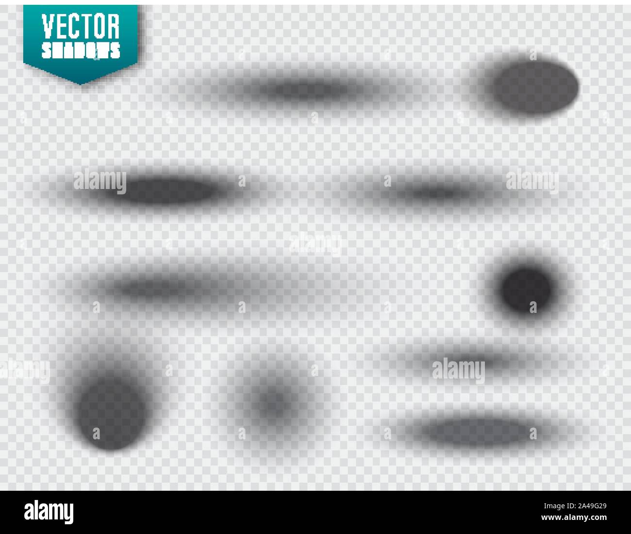 Vector shadows set on transparent background. Realistic isolated shadow ...