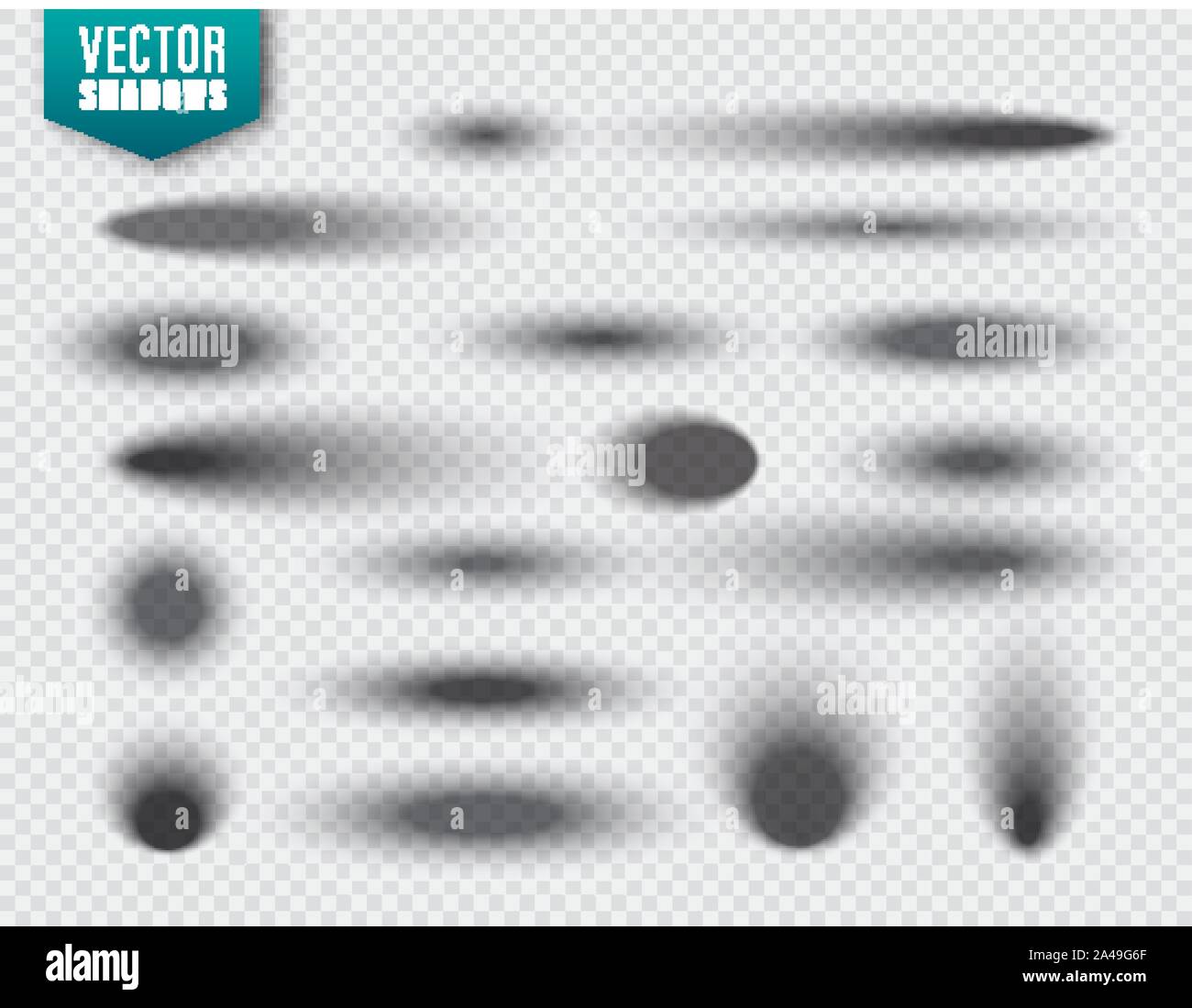 Vector shadows set on transparent background. Realistic isolated shadow ...