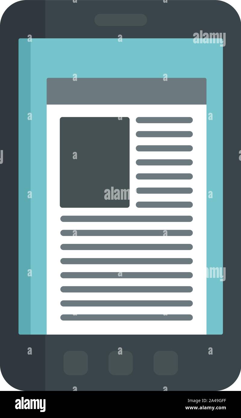 Smartphone newspaper icon. Flat illustration of smartphone newspaper ...