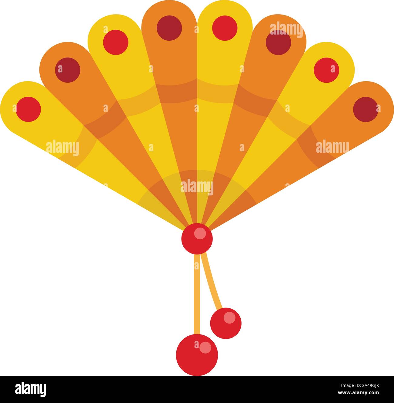 Yellow hand fan icon. Flat illustration of yellow hand fan vector icon ...