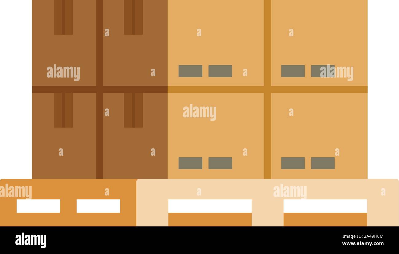Box on pallet icon. Flat illustration of box on pallet vector icon for ...