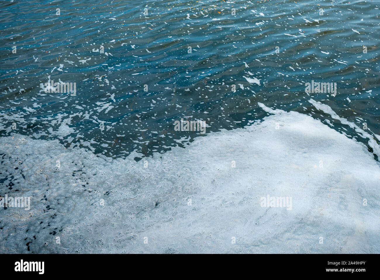 Foam and water Background Ecological concept of polluted nature Stock ...