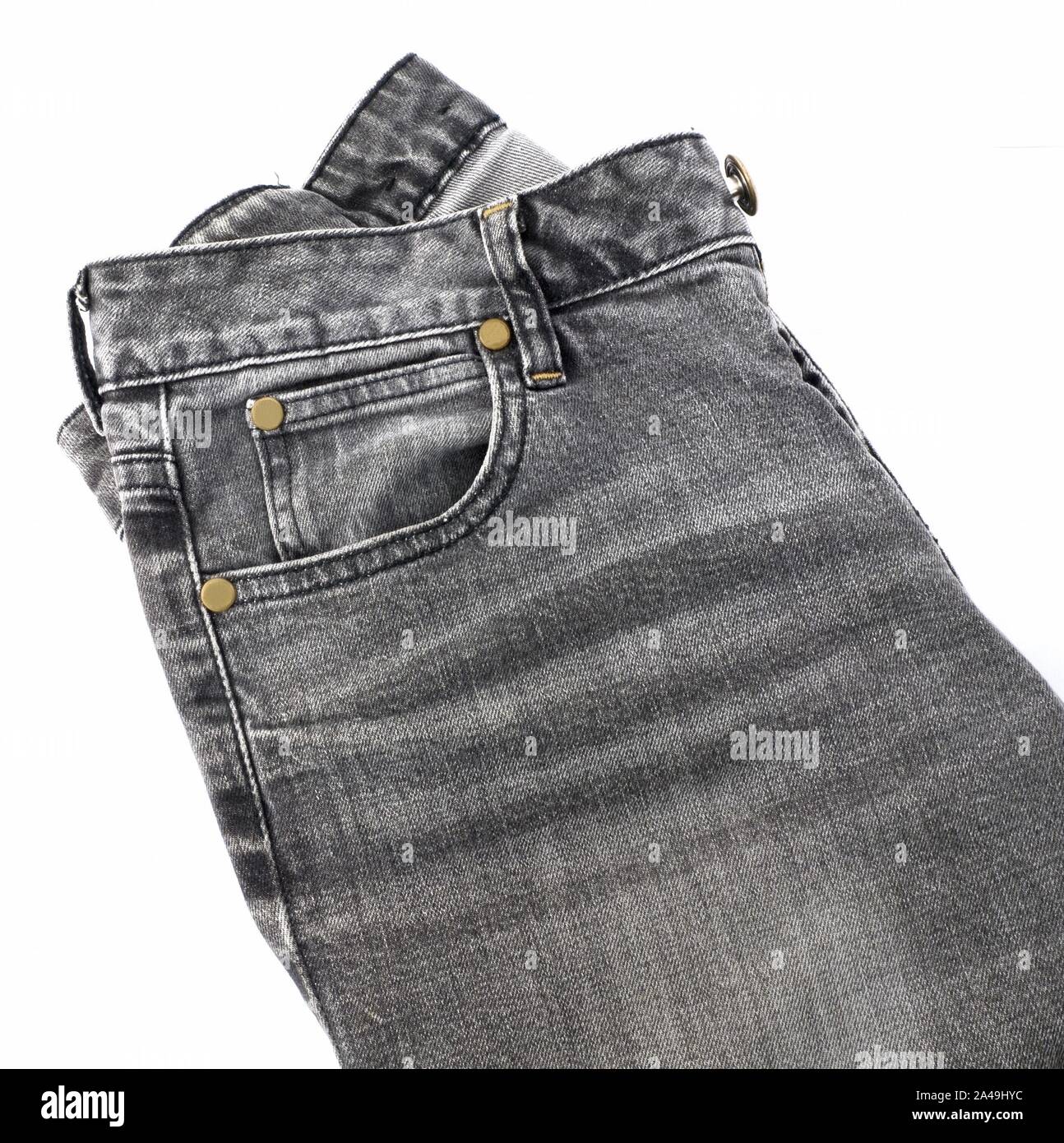 Fabric Texture, Close Up of Black Denim Jean Isolated On A White ...
