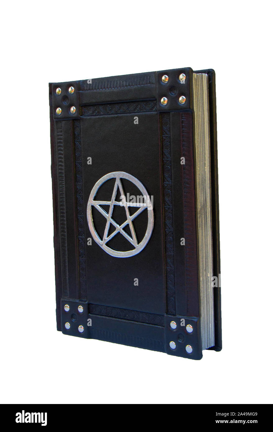 Black leather journal in gothic style on the white background. - image ...