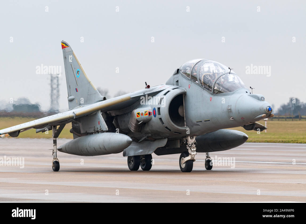 RAF Harrier GR9 taxiing on runway after final flight on 15th December ...