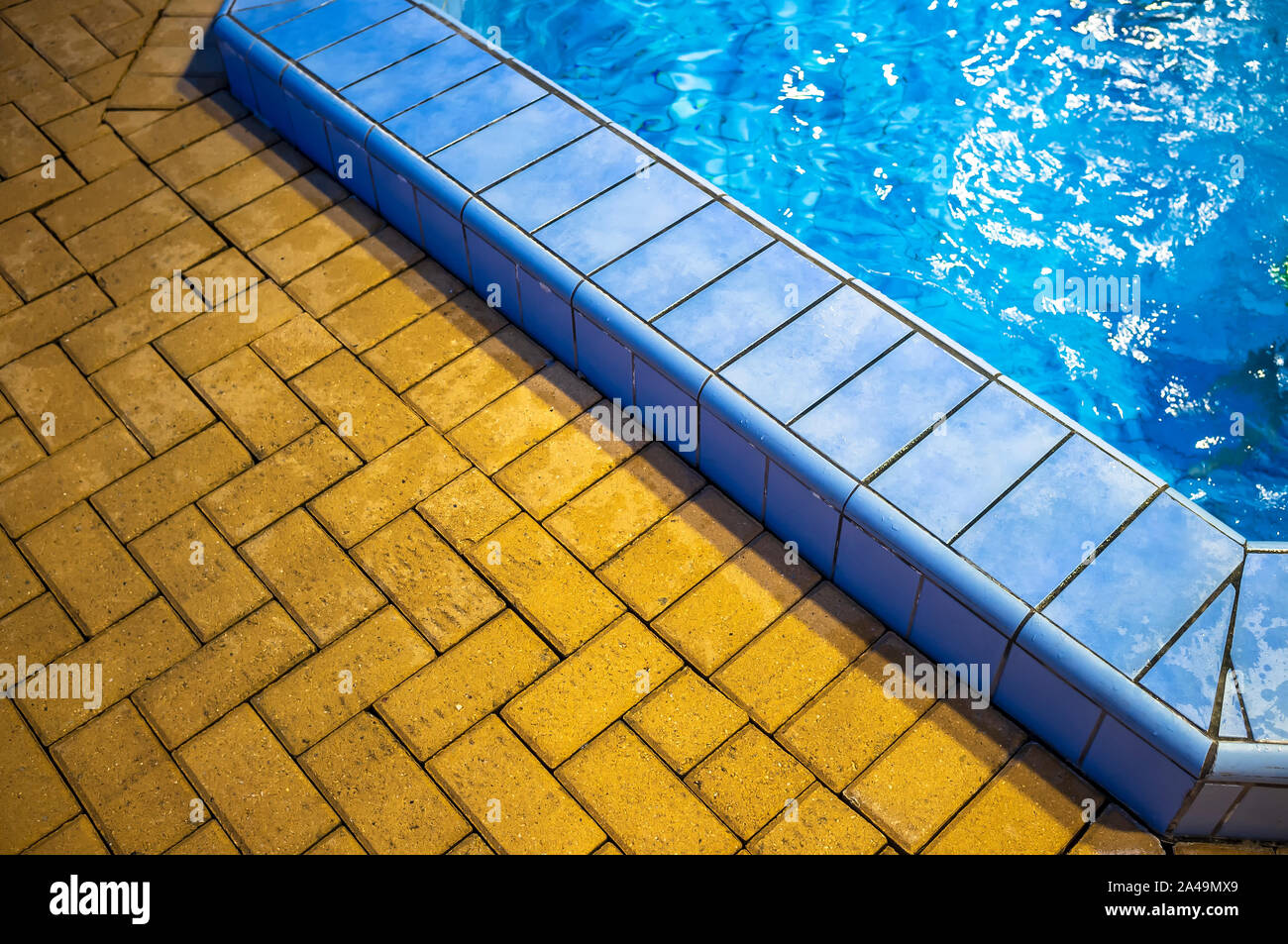 Yellow is not slippery, safe tile on the floor and blue in the pool ...