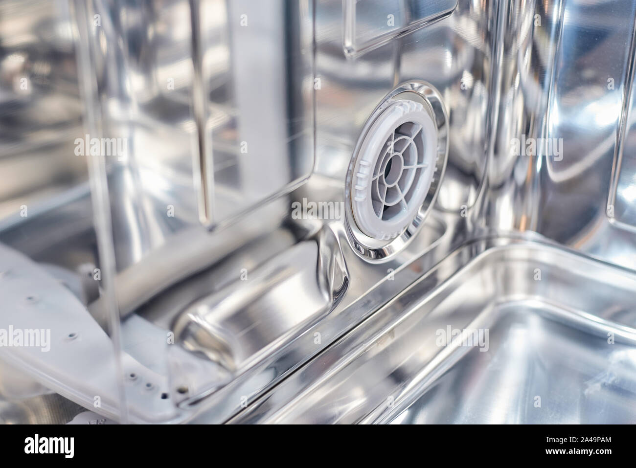 Dishwasher machine filter close up. Domestic kitchen appliance parts ...