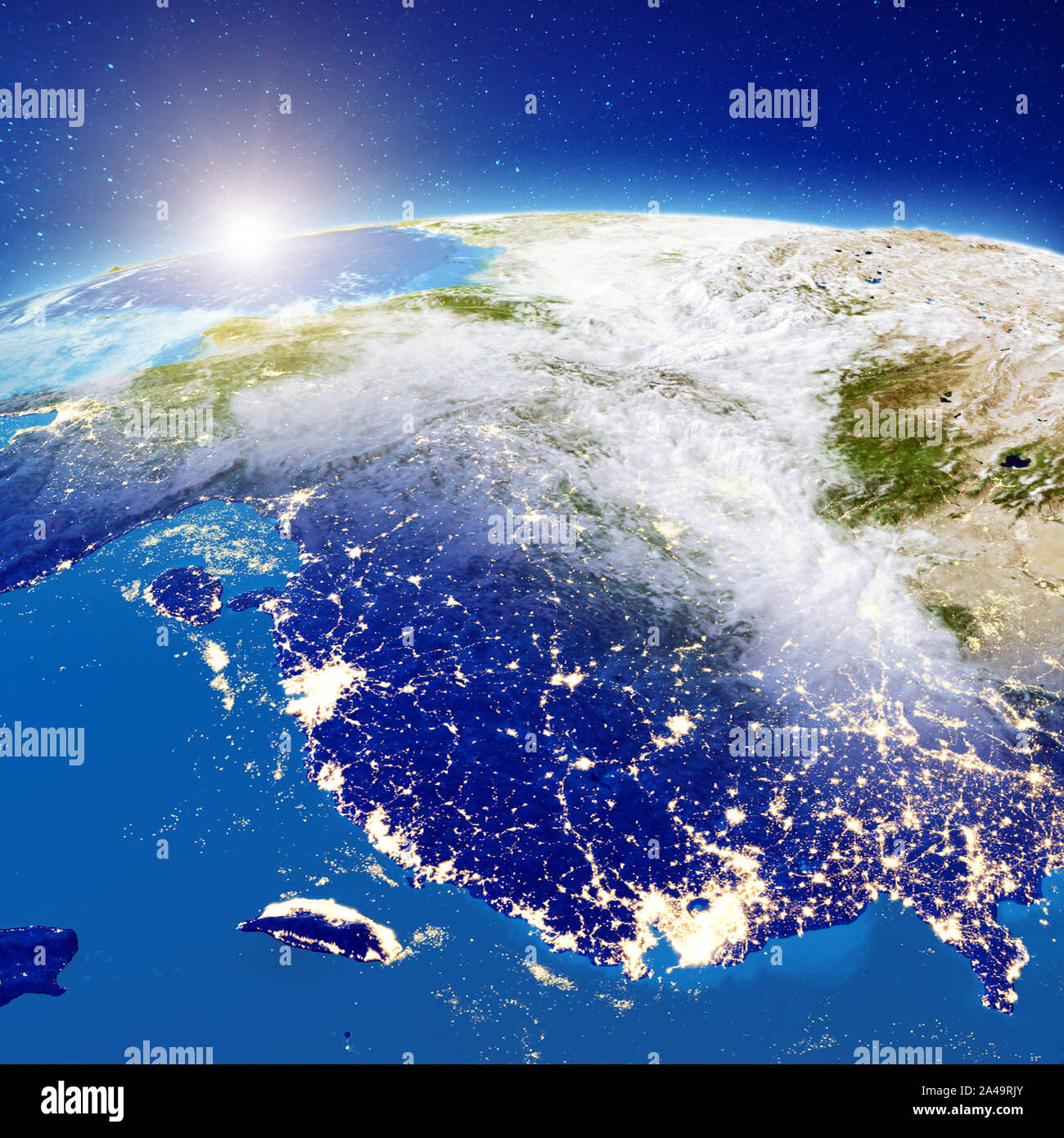 Earth Day And Night Lights