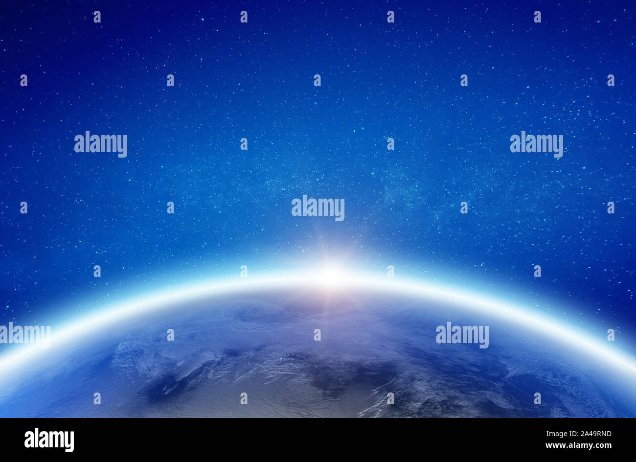 Earth glow horizon. Elements of this image furnished by NASA. 3d ...