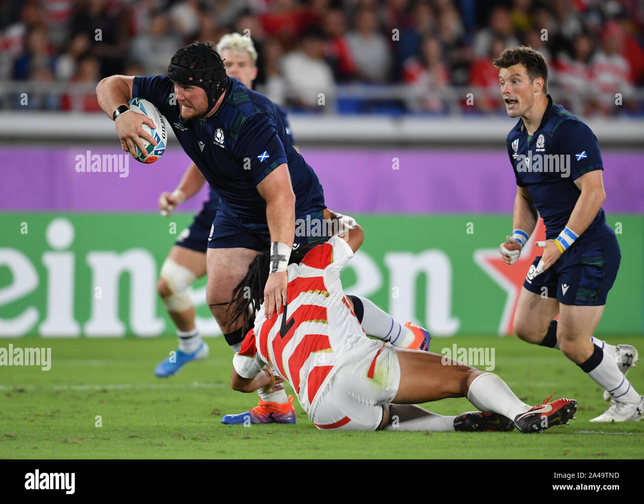 Scotland's Zander Fagerson goes on to score his sides third try during ...