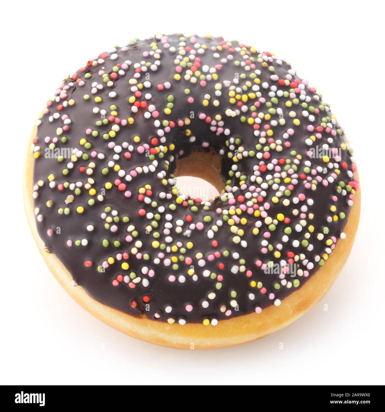 Chocolate Coated Doughnut Isolated On White Stock Photo - Alamy