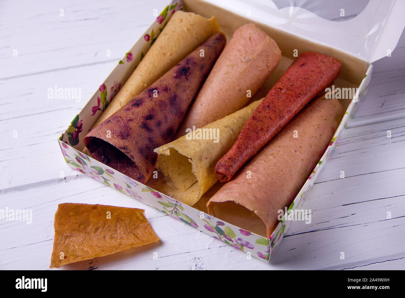 handmade homemade pastila in a box on a light background. A set of ...