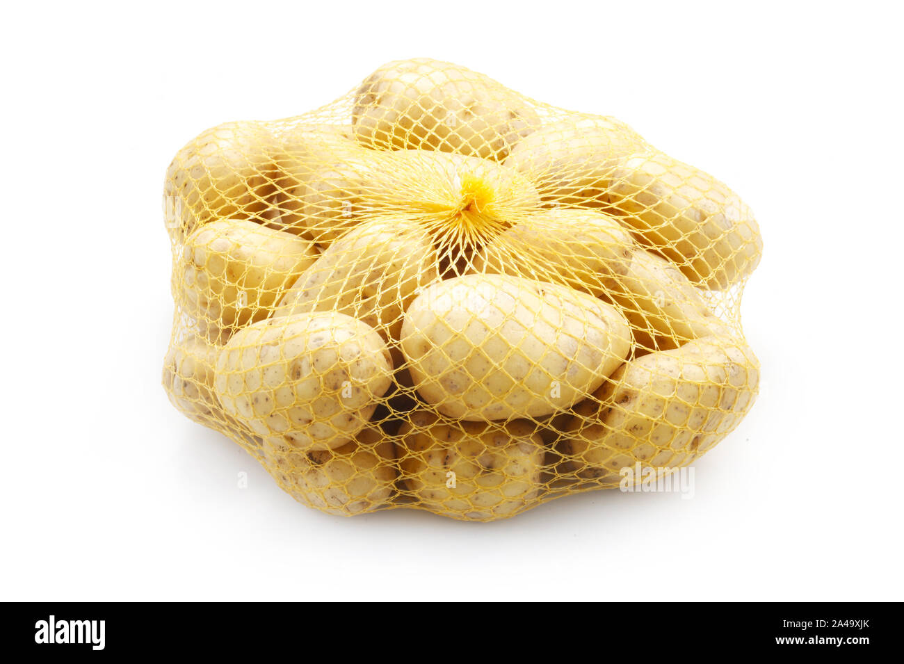 Potatoes In A Net Isolated On White Stock Photo - Alamy