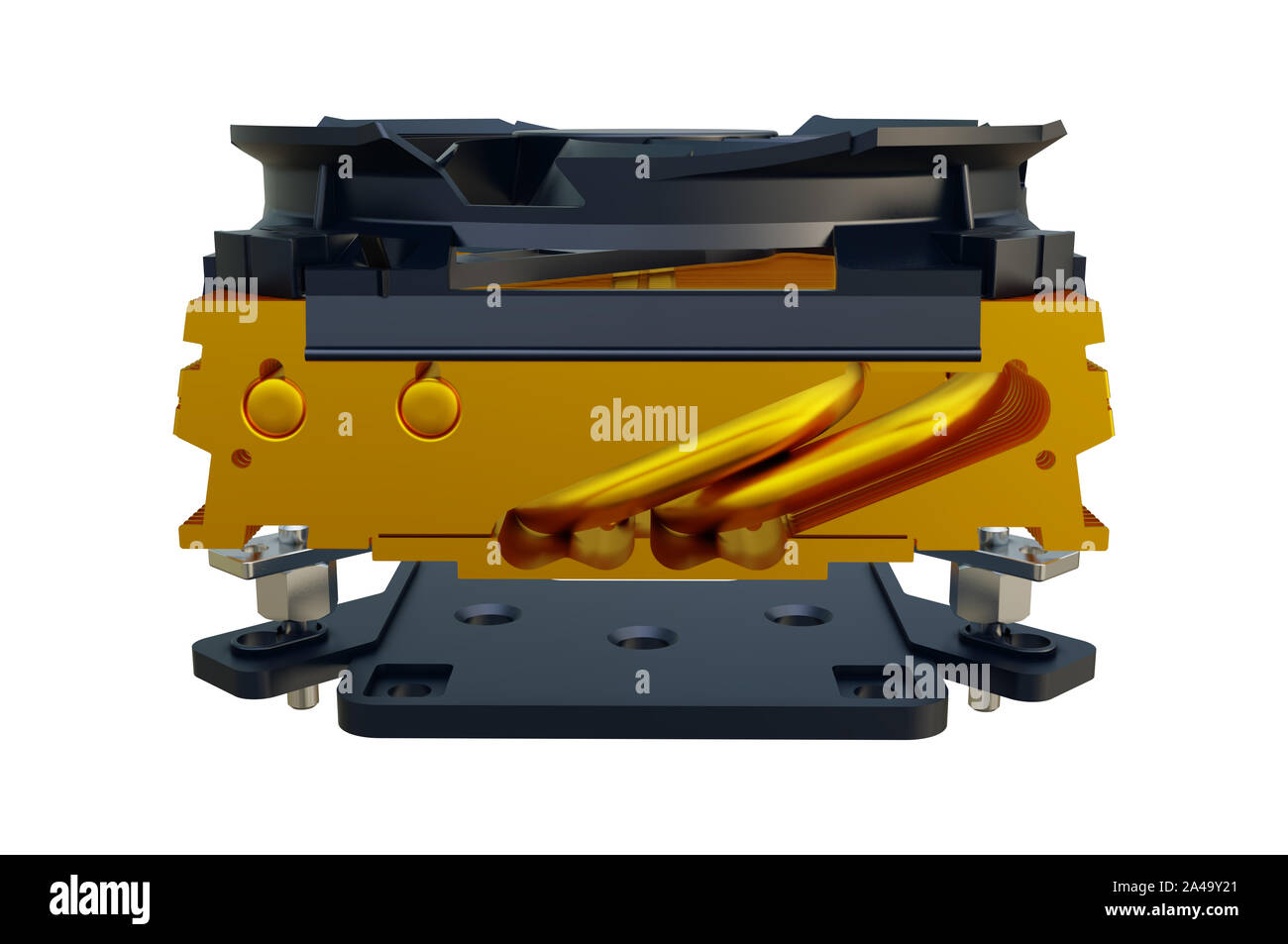 Computer CPU cooling system. fan and radiator isolated on white ...