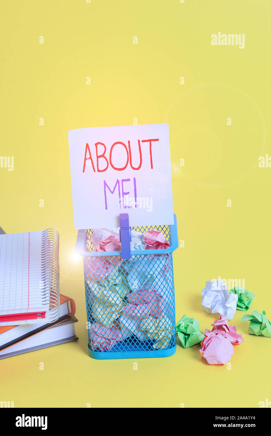 Handwriting text writing About Me. Conceptual photo telling someone ...