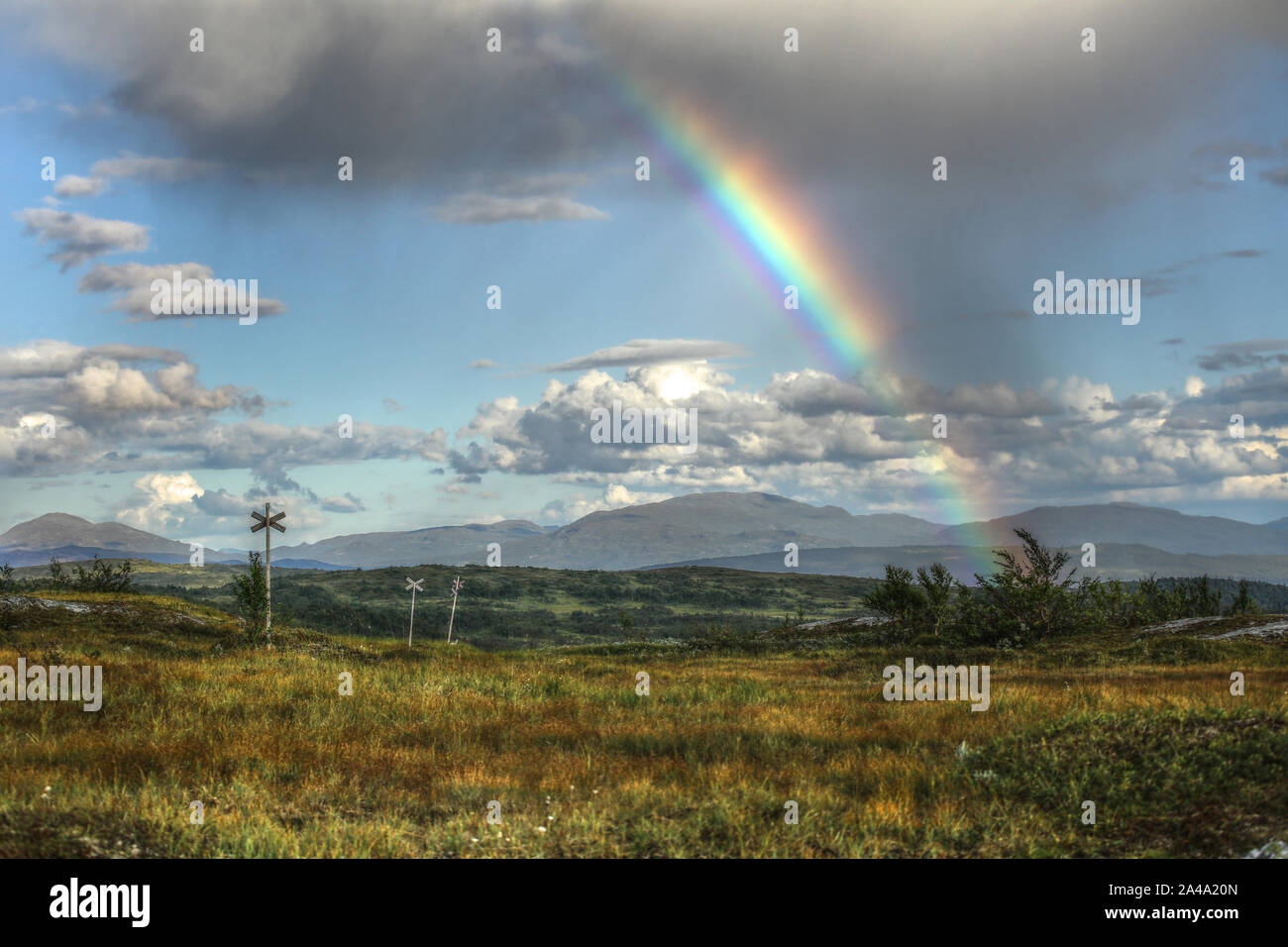 Rainbow in Blasjofjalls nature reserve near the Wilderness Road in ...