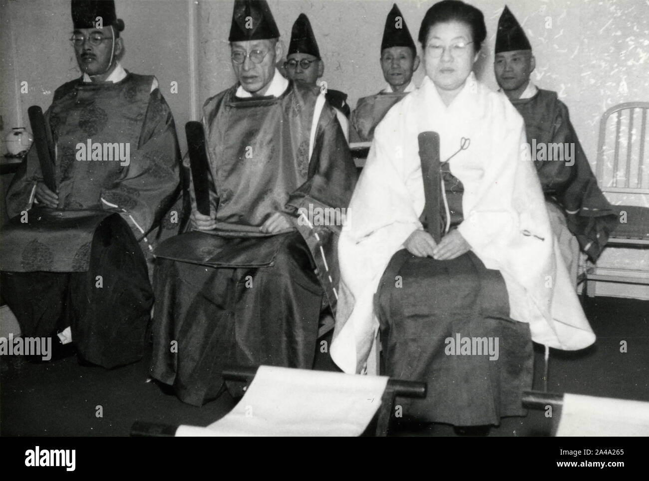 Men at a ceremony with traditional dress, Japan 1958 Stock Photo - Alamy