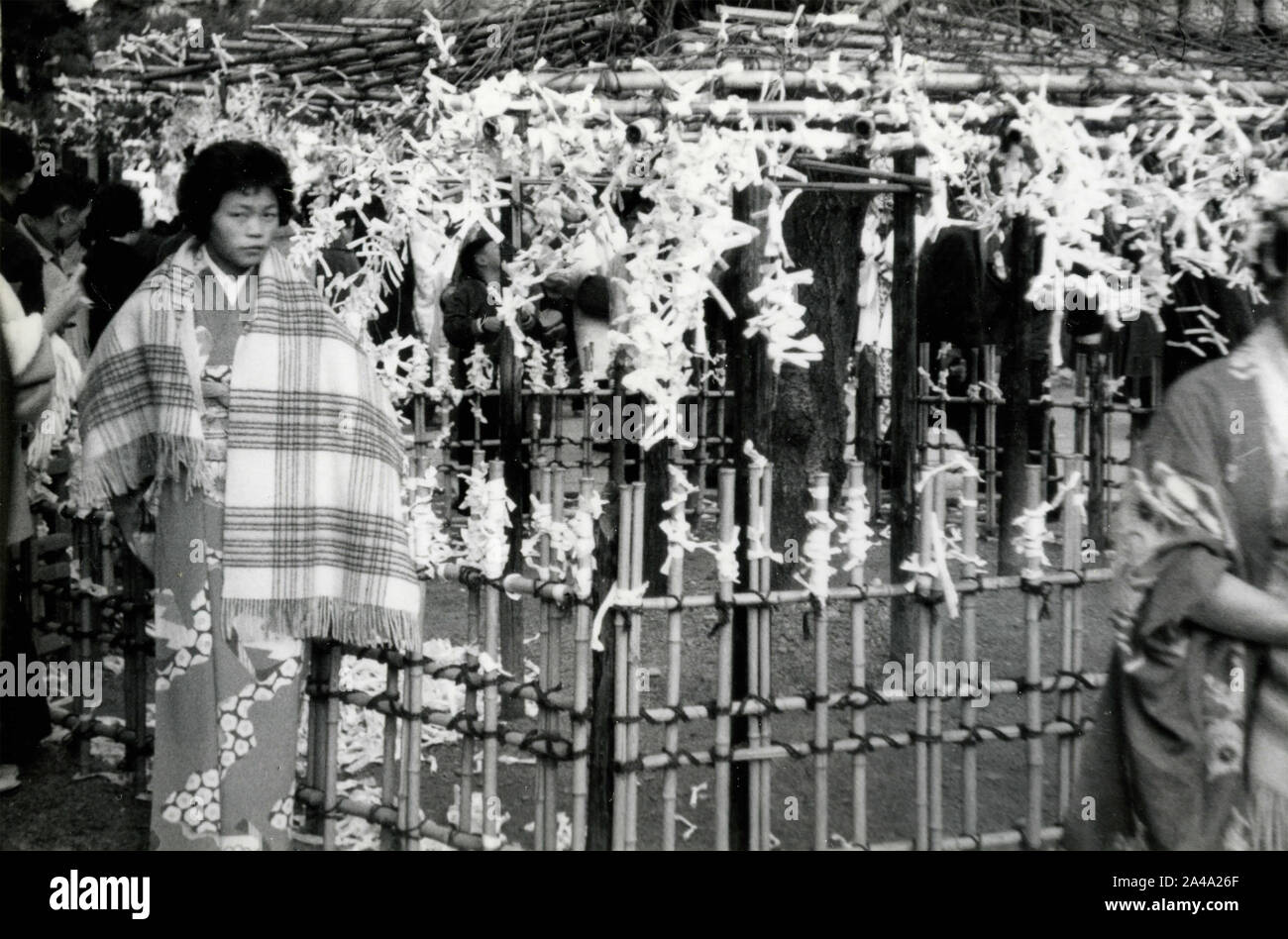 People at a Japanese Kiyomizu-dera shrine and park, Japan 1958 Stock ...