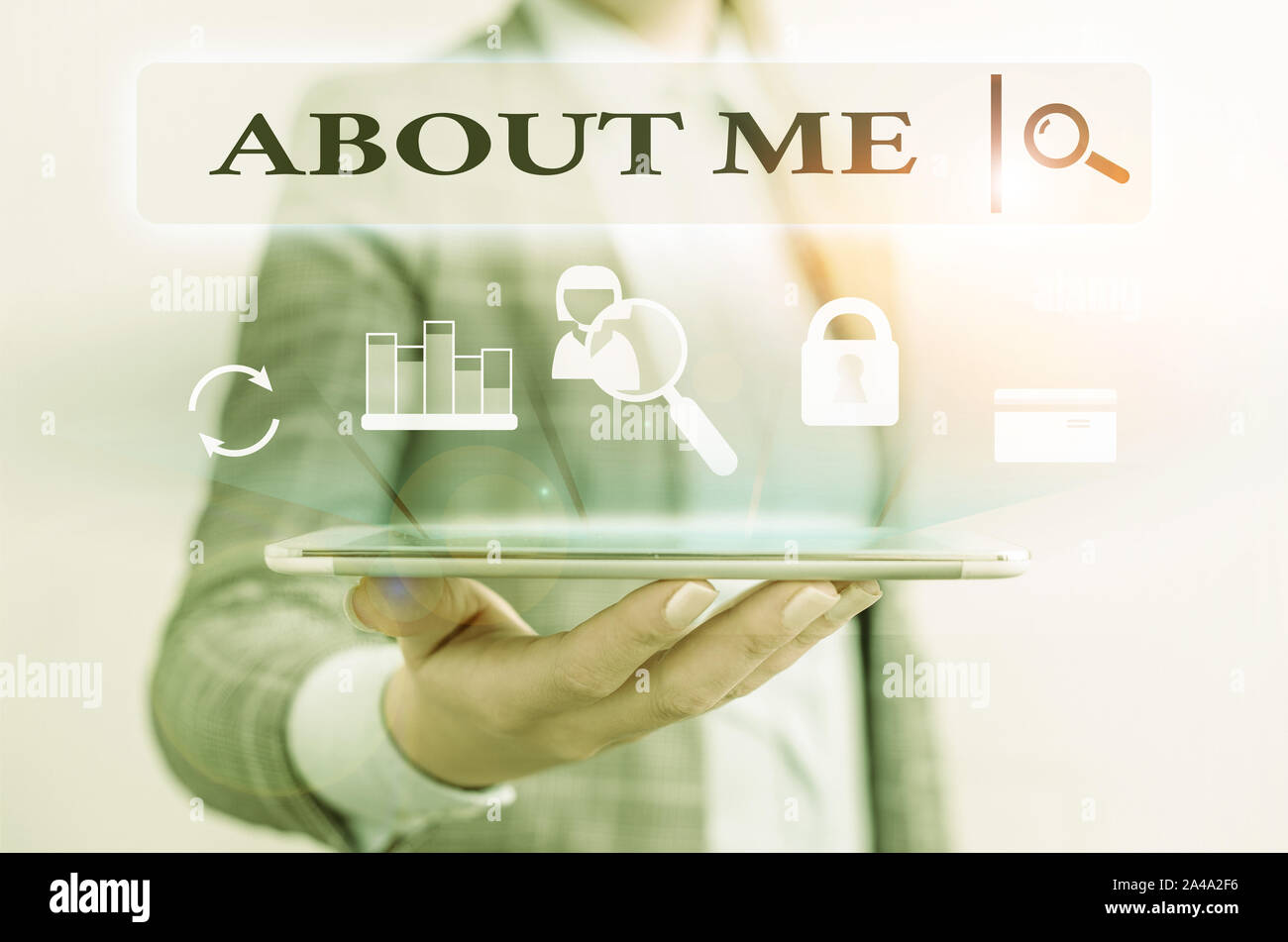 Text sign showing About Me. Business photo text telling someone list of ...