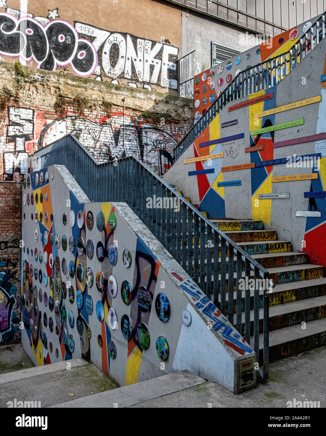 Colourful Kindl staircase in Neckarstraße,Neukölln,Berlin. Art project ...