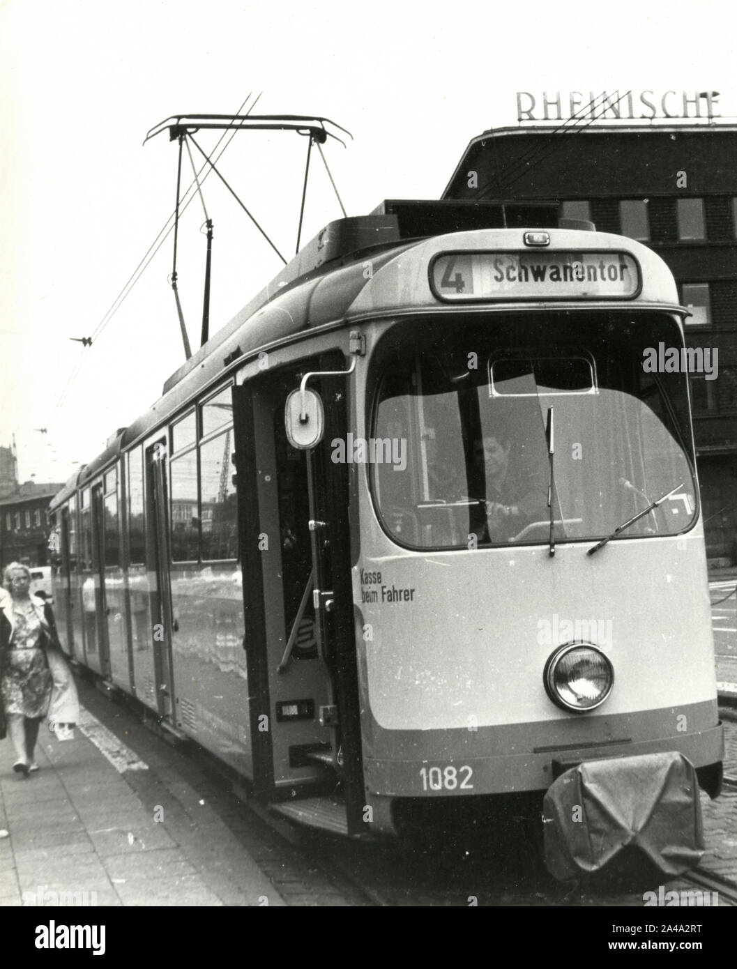 The tram to Schwanentor, Duisburg, Germany 1975 Stock Photo - Alamy