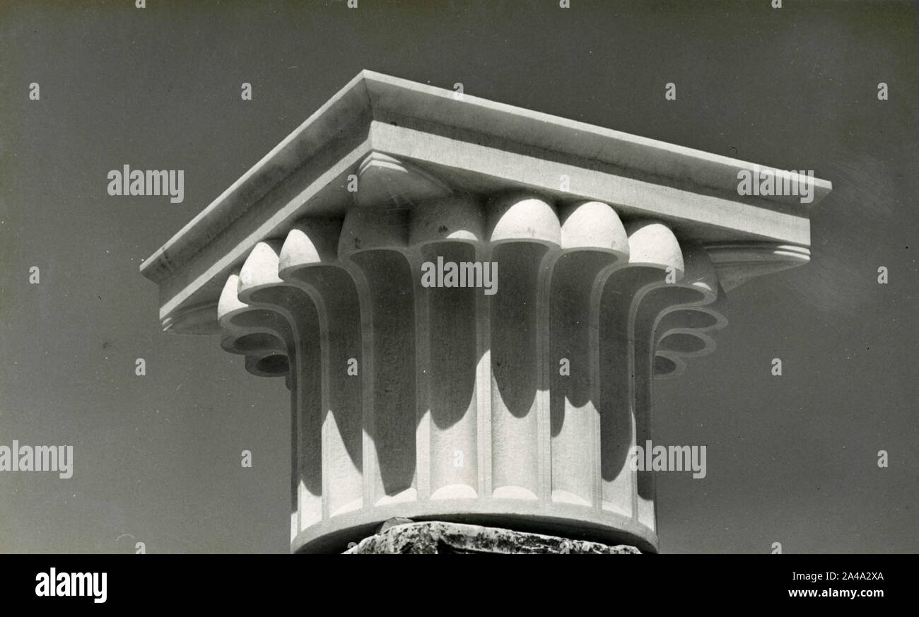 Greek Doric capital reconstruction on old column, 1930s Stock Photo - Alamy