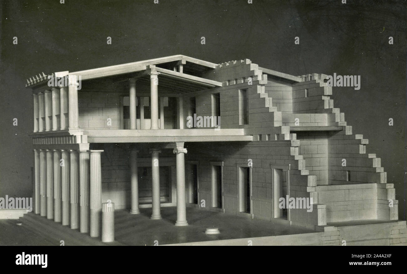 Reconstruction of old Greek building, 1930s Stock Photo - Alamy