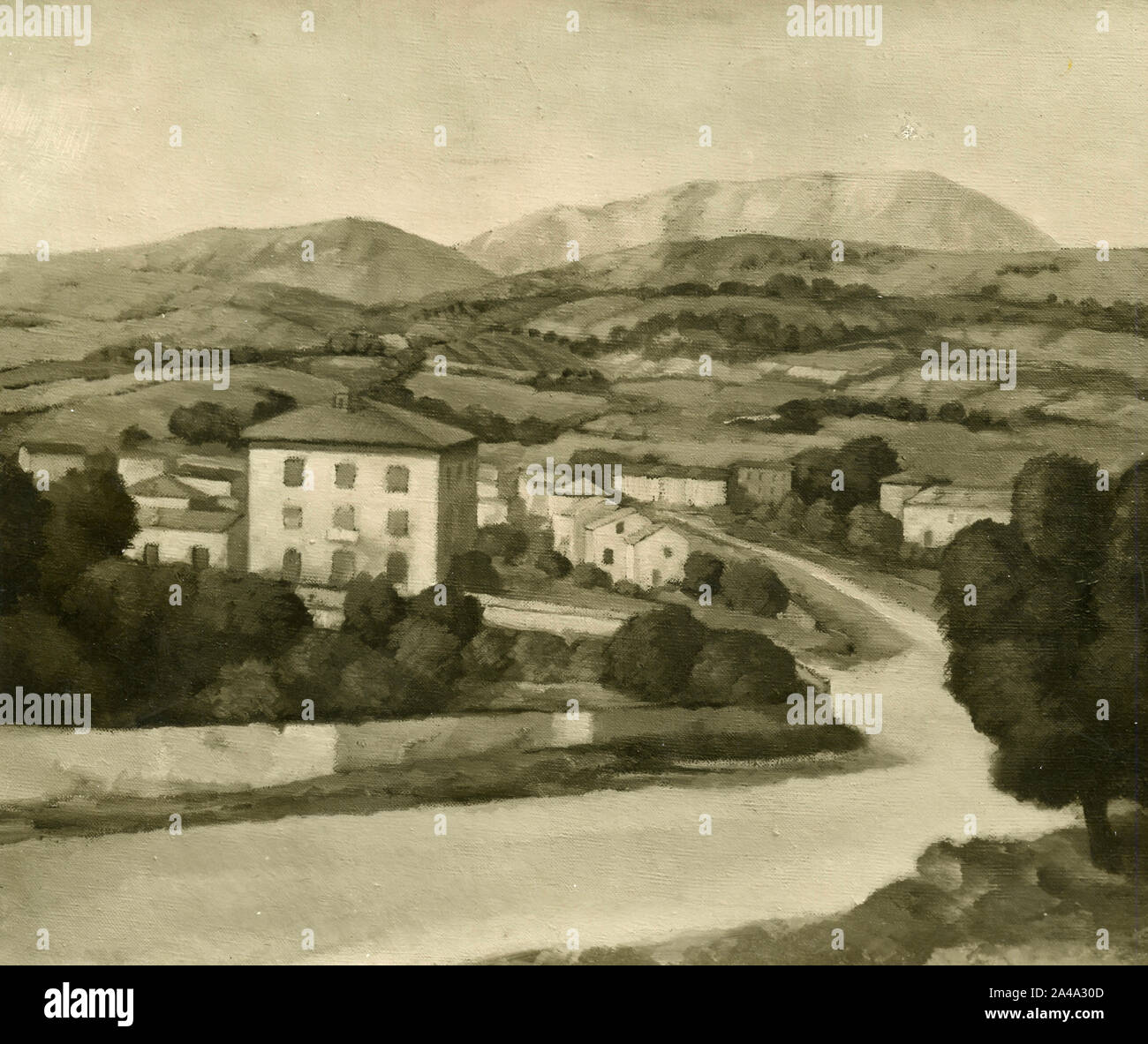 Tagliacozzo, painting by Italian artist Francesco Trombadori, 1930s ...