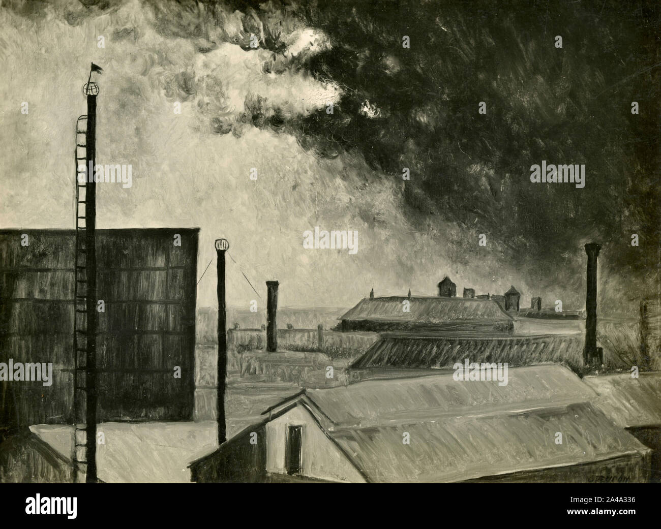 The Abandoned Chimney, painting by Italian artist Guido Peyron, 1930s ...
