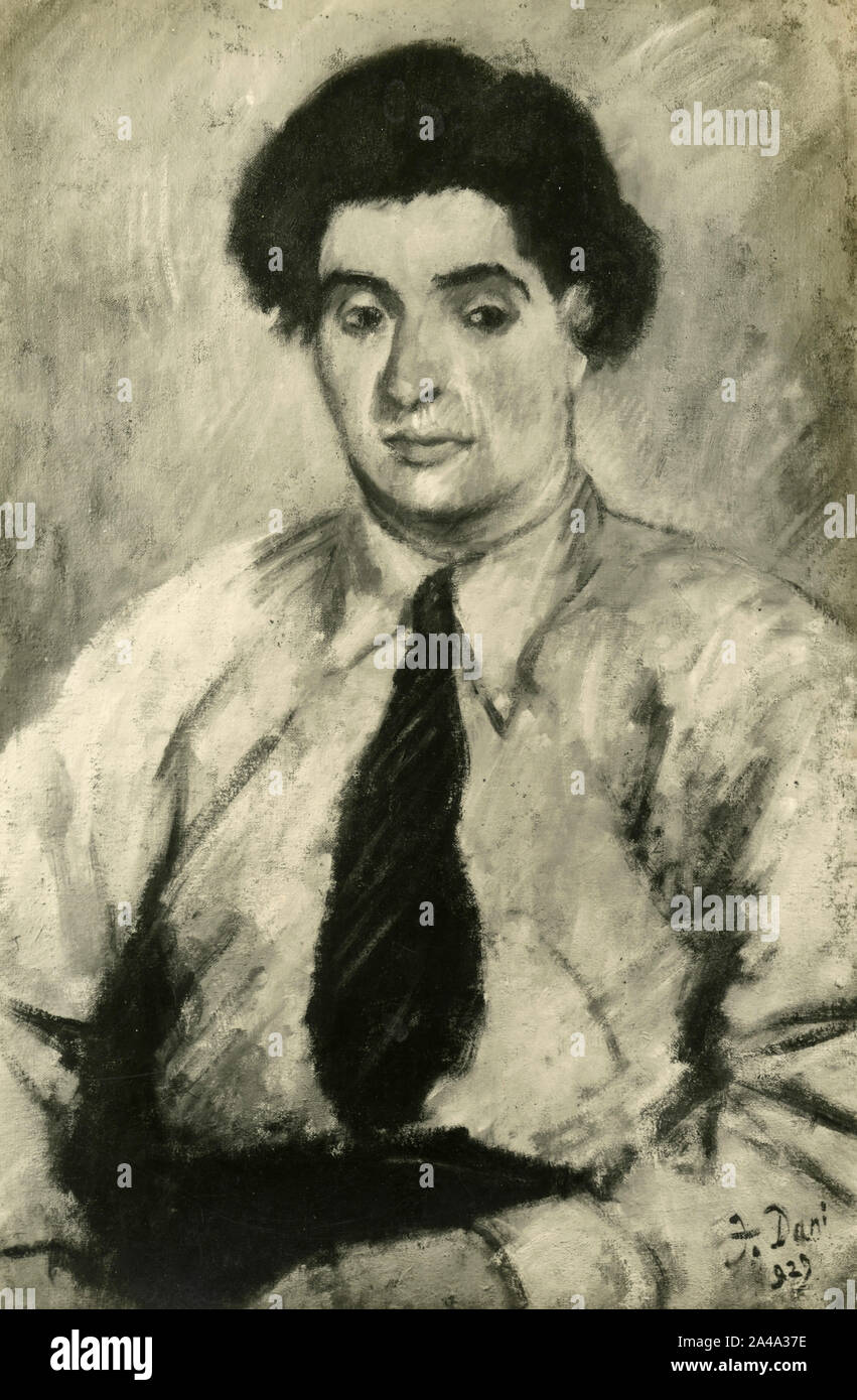 Portrait of a colleague, painting by Italian artist Franco Dani, 1930s ...