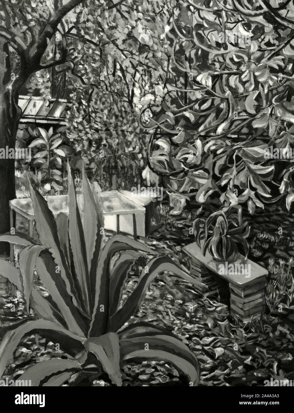Esperidi garden, painting by Italian artist Elio De Rubertis, 1980s ...