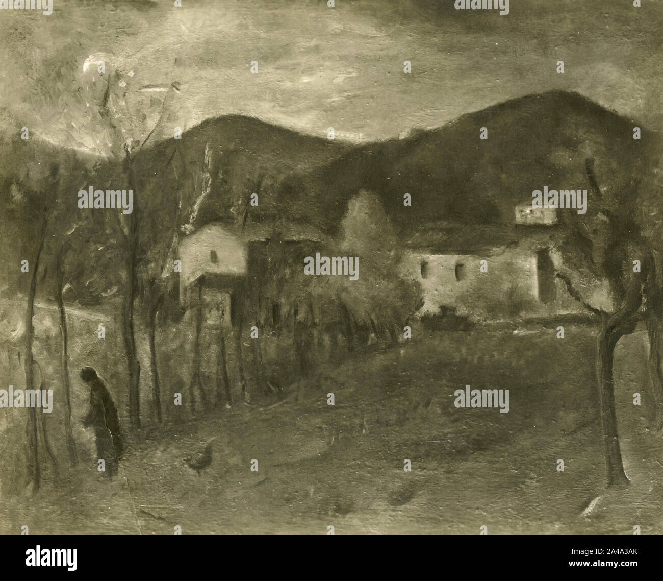 Village, painting by Italian artist Alberto Vitali, 1950s Stock Photo ...