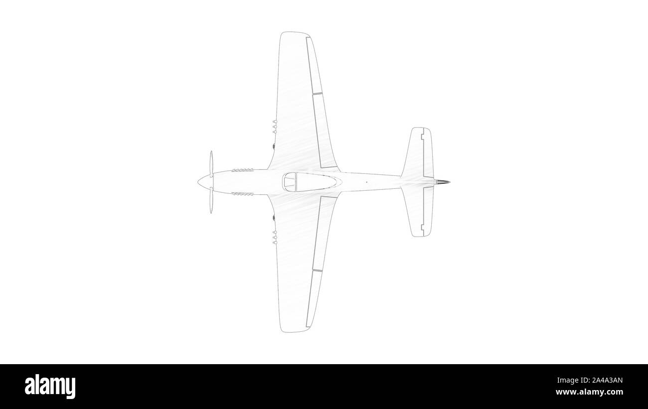 3d rendering line illustration of a world war 2 fighter plane Stock ...