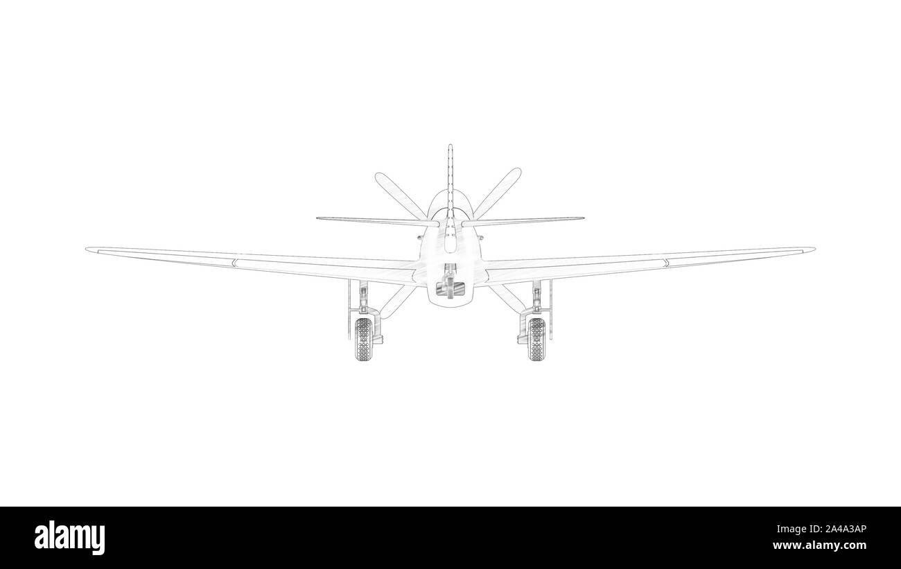 3d rendering line illustration of a world war 2 fighter plane Stock ...