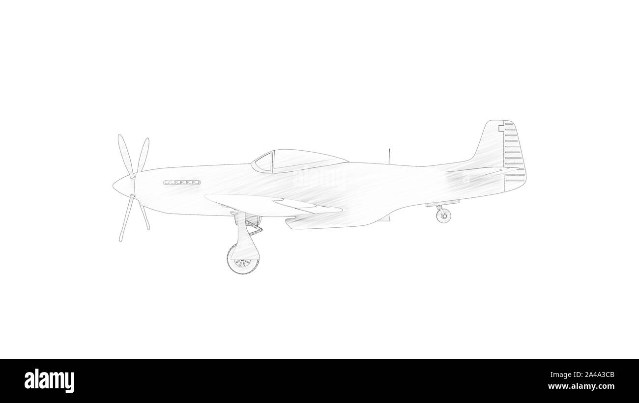 3d rendering line illustration of a world war 2 fighter plane Stock ...