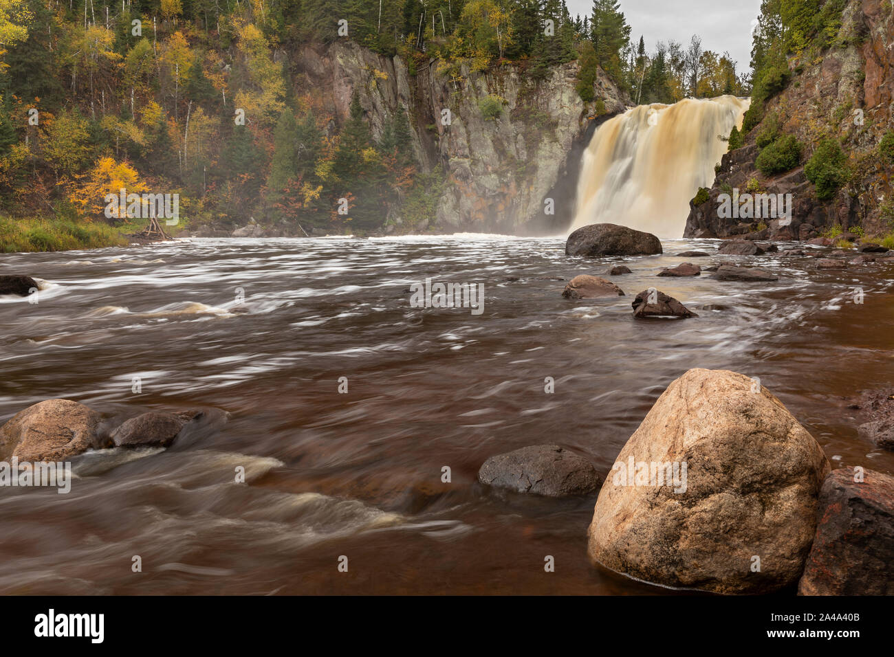 Baptism River Waterfall In Autumn Stock Photo - Alamy
