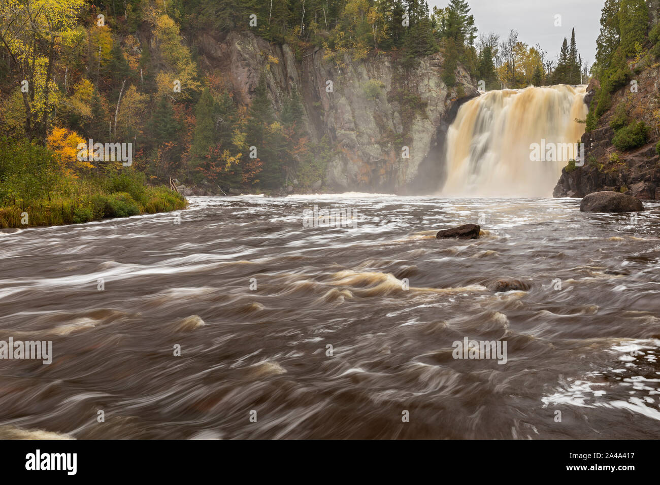 Baptism River Waterfall In Autumn Stock Photo - Alamy