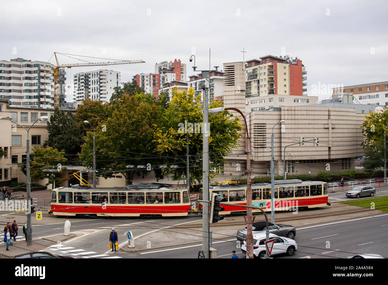 A tram turns onto Mileticova heading for the centre of Bratislava ...