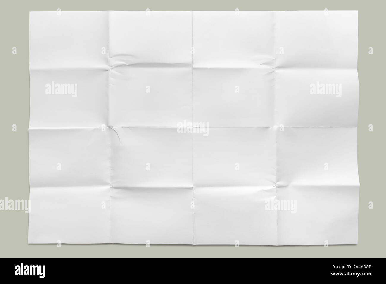 Empty paper sheet folded in sixteen, isolated on gray Stock Photo - Alamy