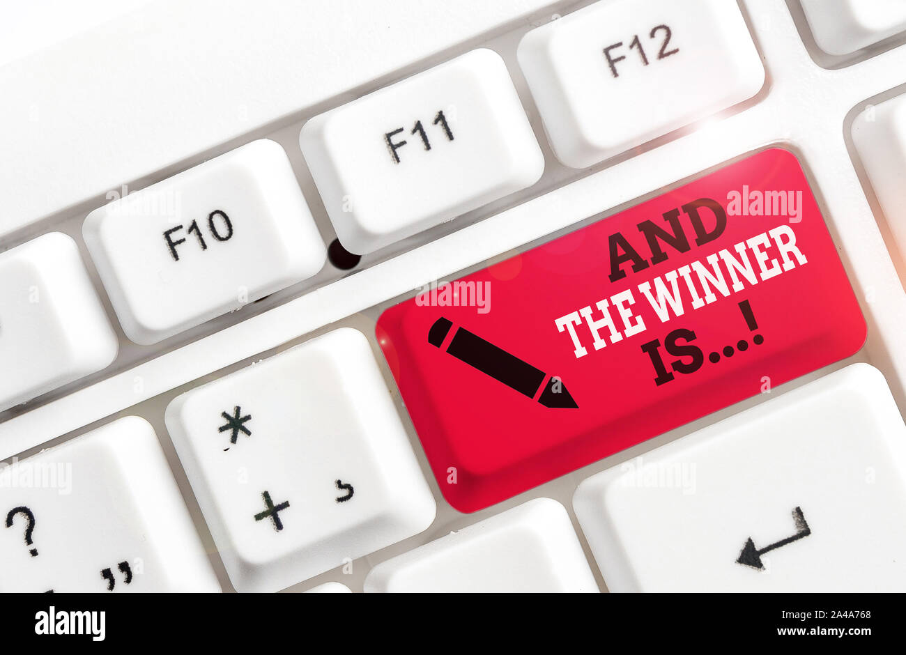Text sign showing And The Winner Is. Business photo showcasing ...
