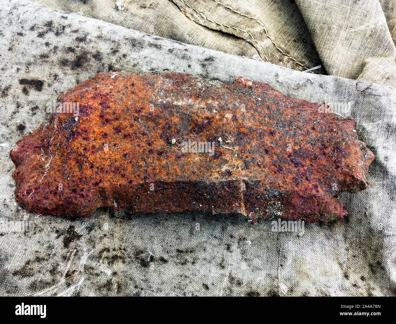 Heavy gun shell schrapnel from First World War battlefield of Verdun ...