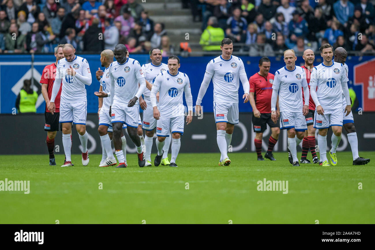 Hamburg, Germany. 13th Oct, 2019. The HSV Allstar team celebrates a ...