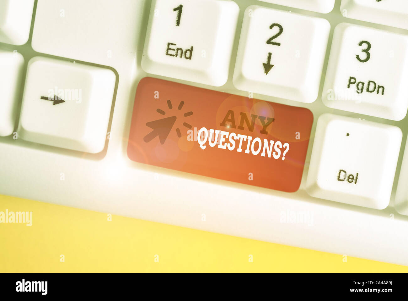 Writing note showing Any Questions Question. Business concept for you ...