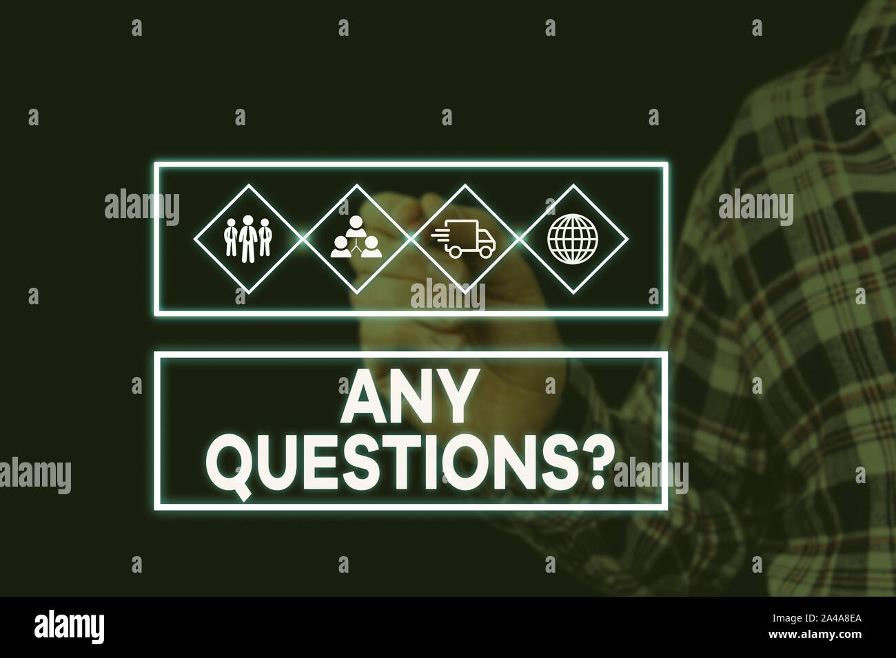 Text sign showing Any Questions Question. Business photo showcasing you ...