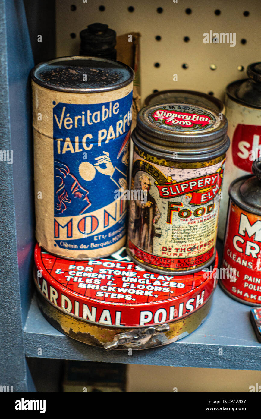 Antique metal tin boxes hi-res stock photography and images - Alamy