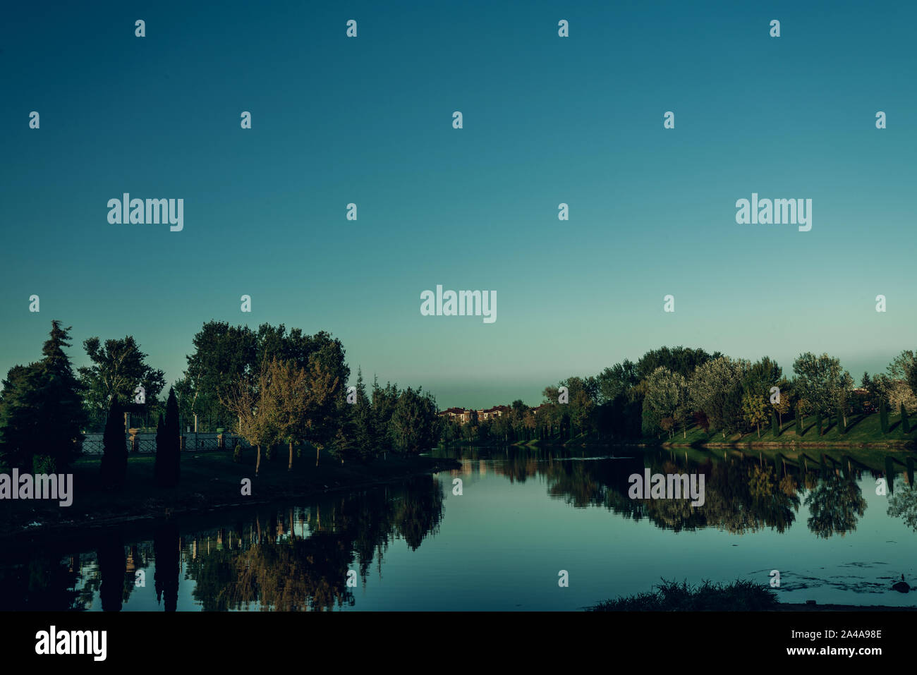 dark moody lake for background. Nature landscape Stock Photo - Alamy