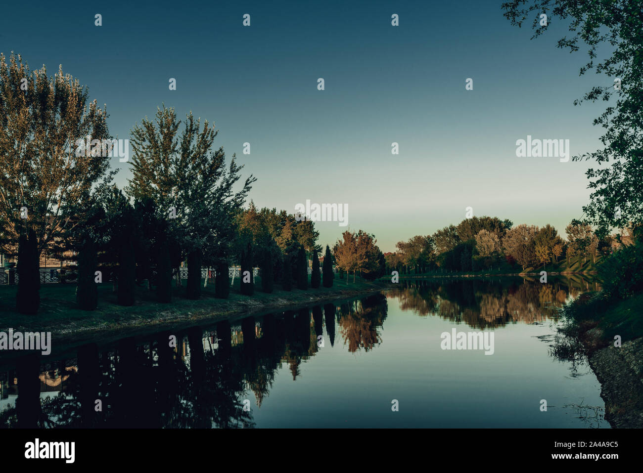 dark moody lake for background. Nature landscape Stock Photo - Alamy